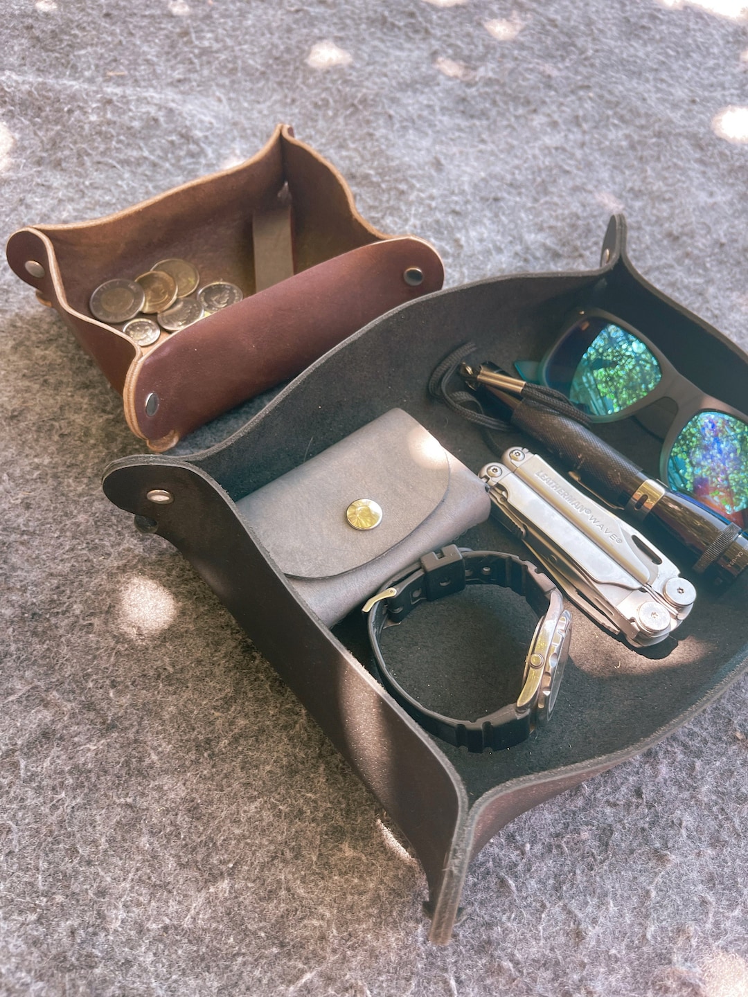 Large Up-cycled Leather Catch All Tray - Etsy