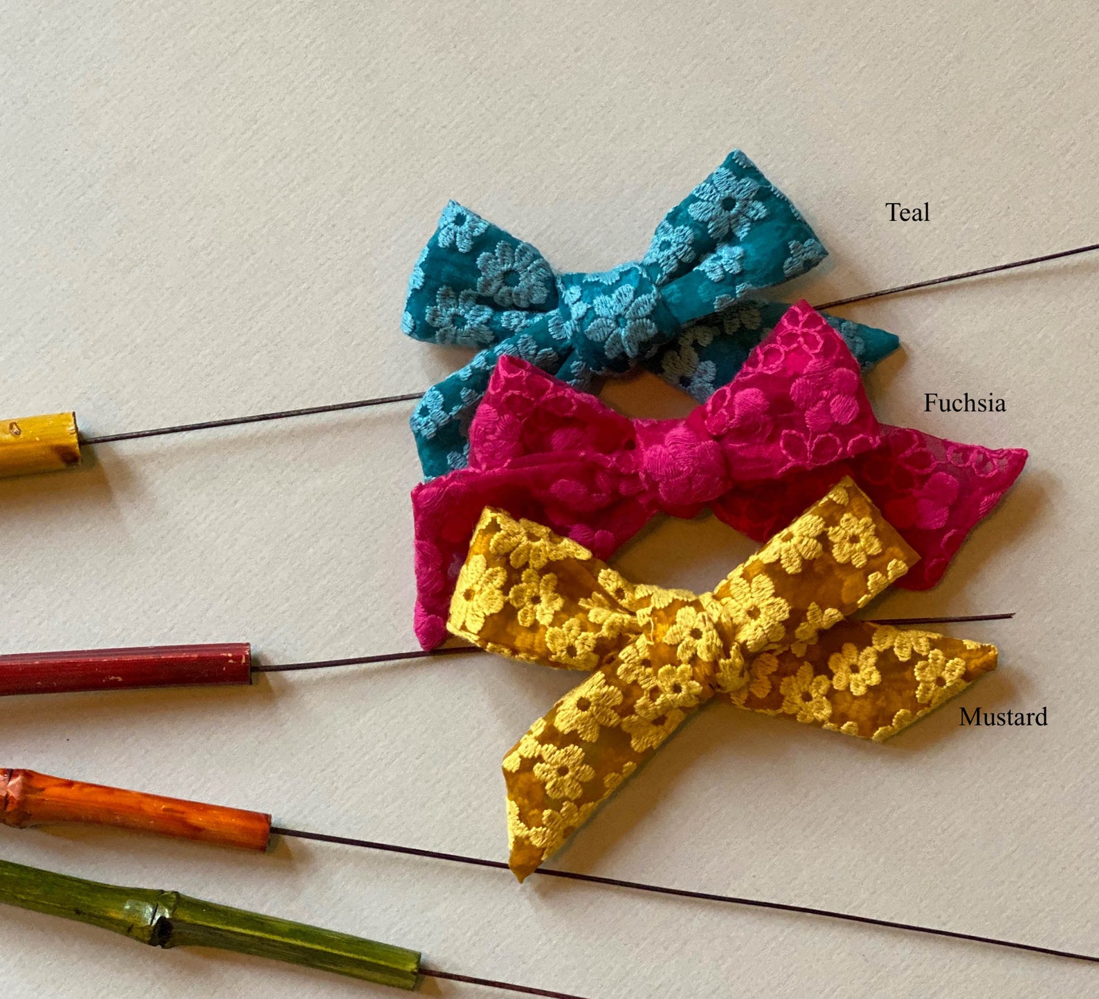 Floral Embroidered Oversized Ady Bow - Etsy