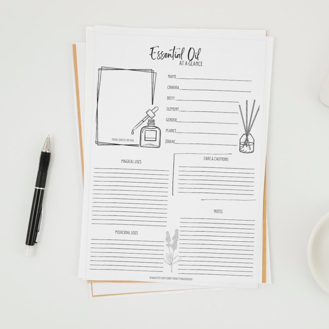 Printable Grimoire, Essential Oil Worksheet, Baby Witch, Digital ...