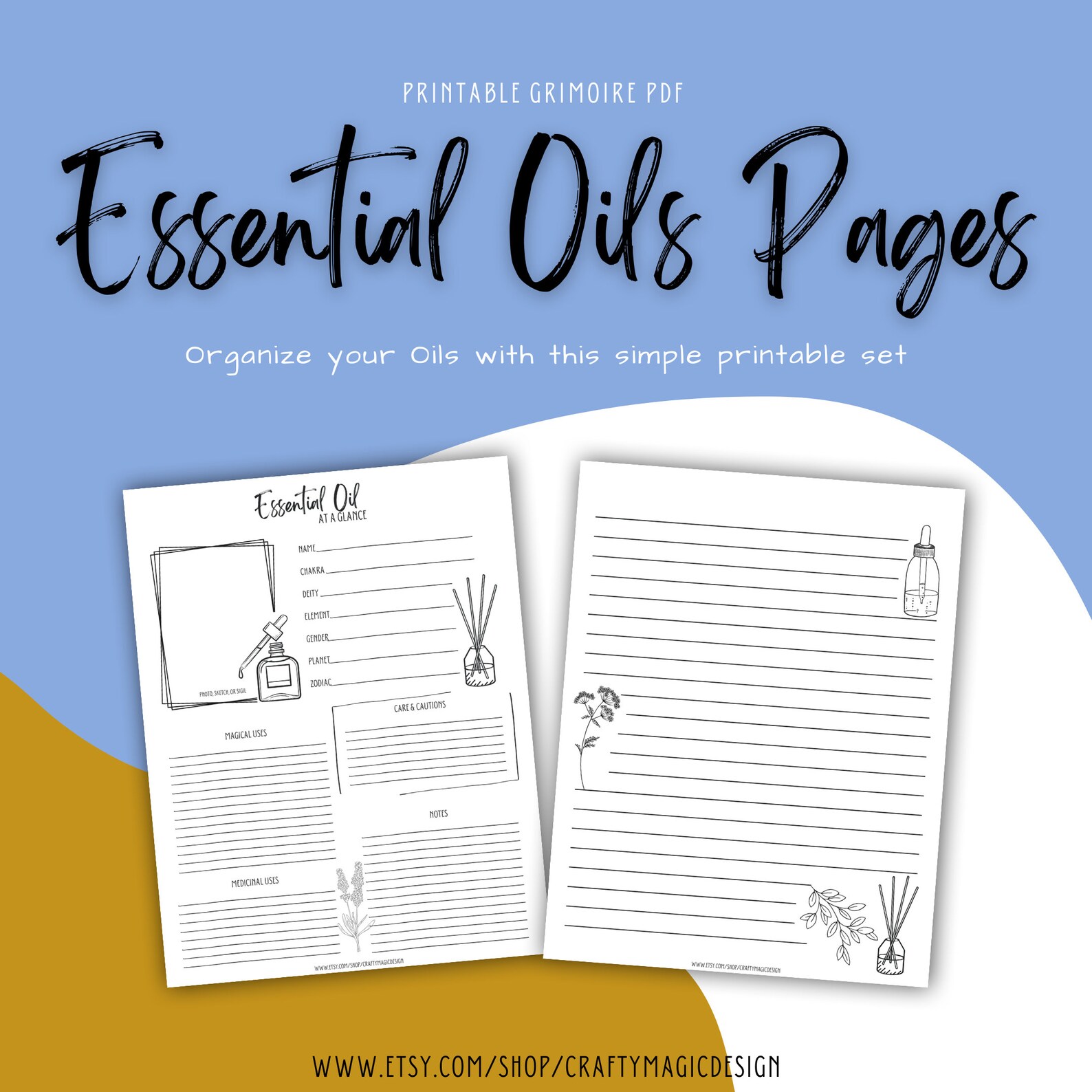 Printable Grimoire, Essential Oil Worksheet, Baby Witch, Digital ...