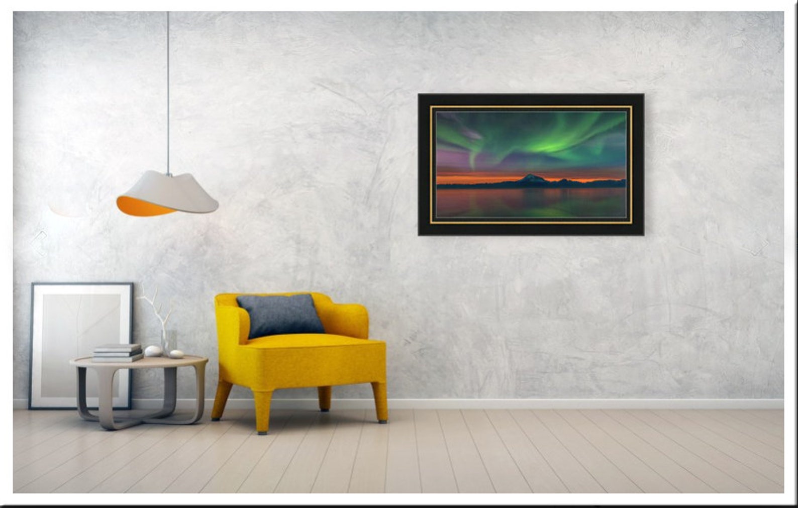 Northern Lights Stunning Landscape of the Aurora Borealis Over Mount ...