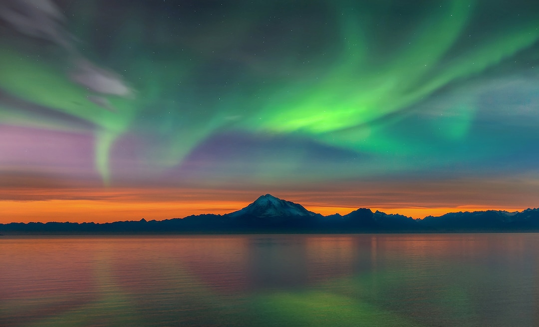 Northern Lights - Stunning Landscape of the Aurora Borealis Over Mount ...