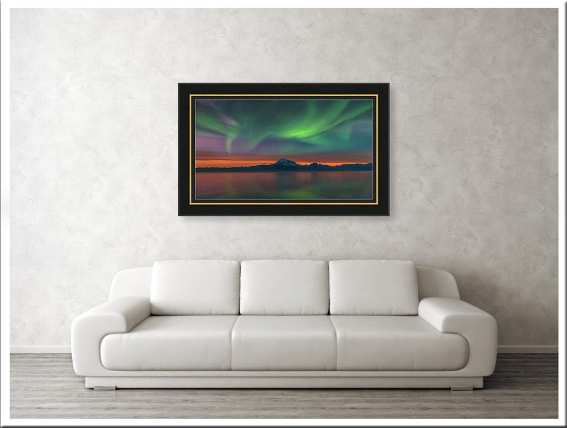 Northern Lights Stunning Landscape of the Aurora Borealis Over Mount ...