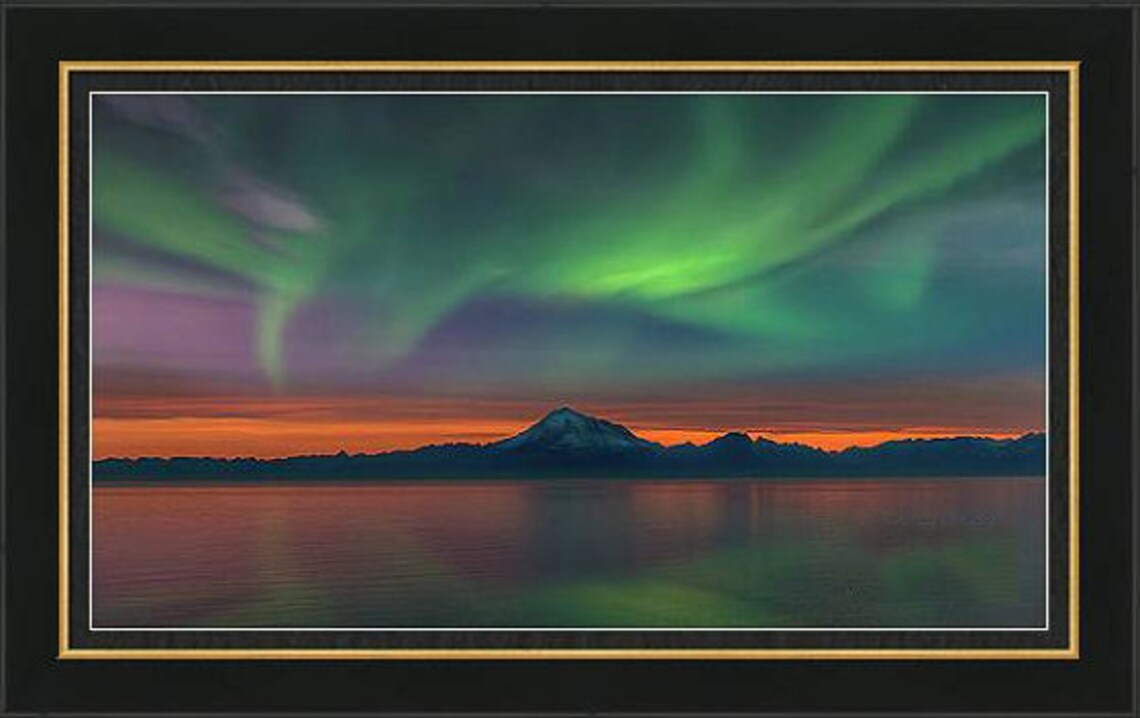 Northern Lights Stunning Landscape of the Aurora Borealis Over Mount ...
