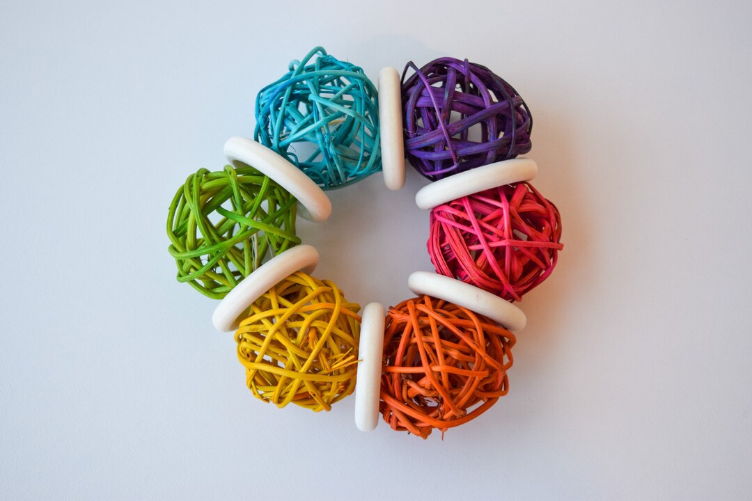 Rainbow Vine Ball Toss Toy | Natural, Safe, Non-toxic, Handmade Chew ...
