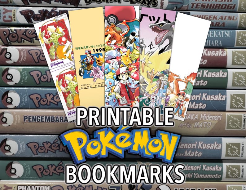 Pokemon Printable Bookmarks 5 Digital Download JPG Bookmarks set Cool ...