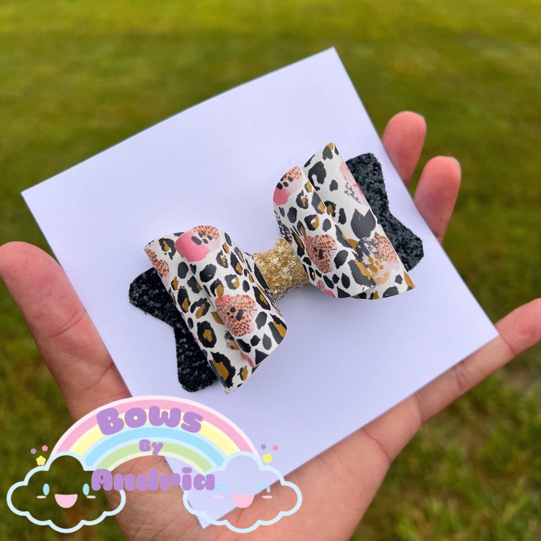 Floral Cheetah Print Bow - Etsy