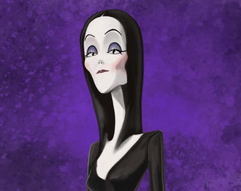 The MORTICIA SMILE Addams Family Big Eye Sexy Vampire GICLEE Print by ...