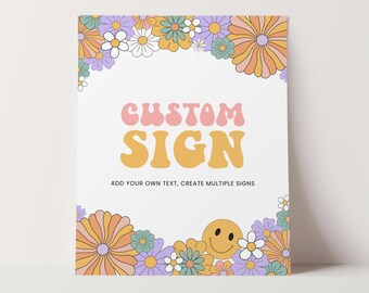 6 Groovy Birthday Signs Hippie Party Signs Tattoo Station - Etsy