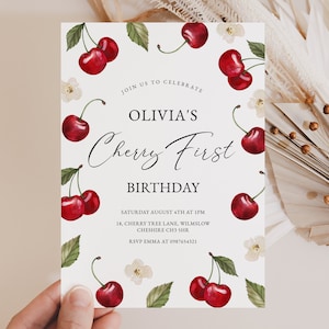 Cherry Birthday Invitation Cherry 1st Birthday Party Invite Cherry ...