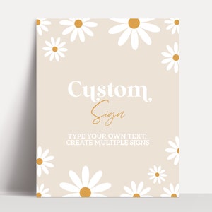 Groovy Daisy Welcome Sign, Editable Retro Daisy Birthday Sign, First ...