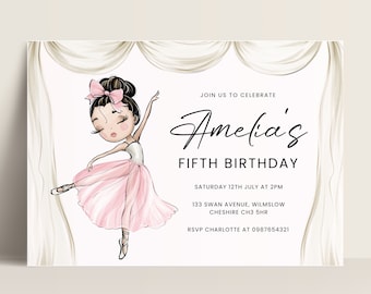 Editable Ballerina Birthday Invitation Template Ballet Dancer - Etsy