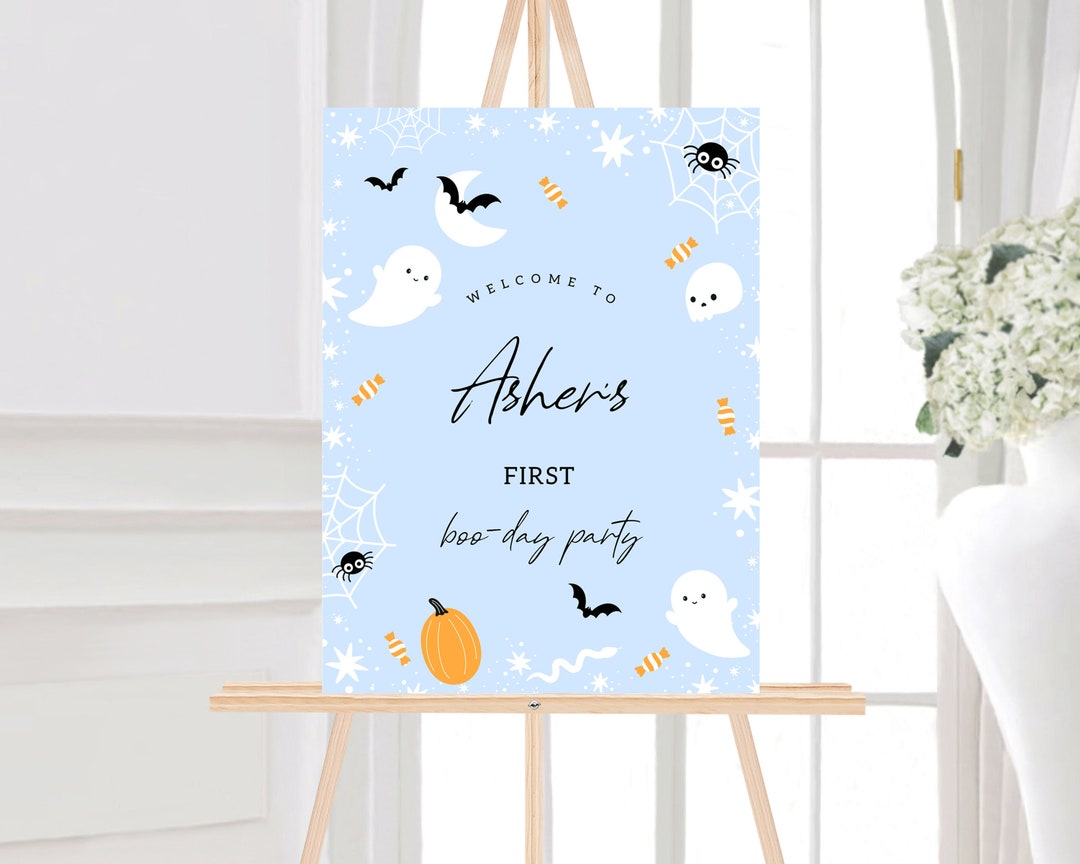 Spooky One Birthday Welcome Sign Ghost Party Sign Boys Halloween ...