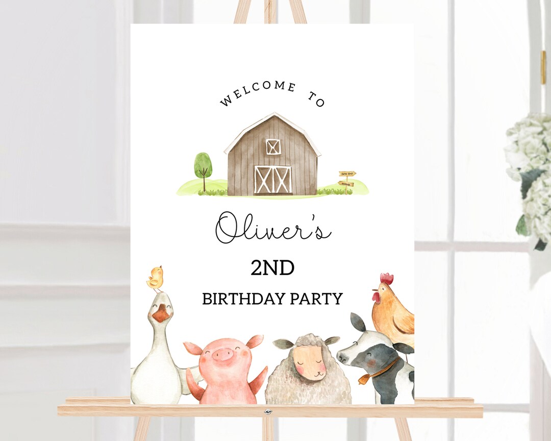 Farm Birthday Welcome Sign Farm Party Welcome Poster Editable Farm ...