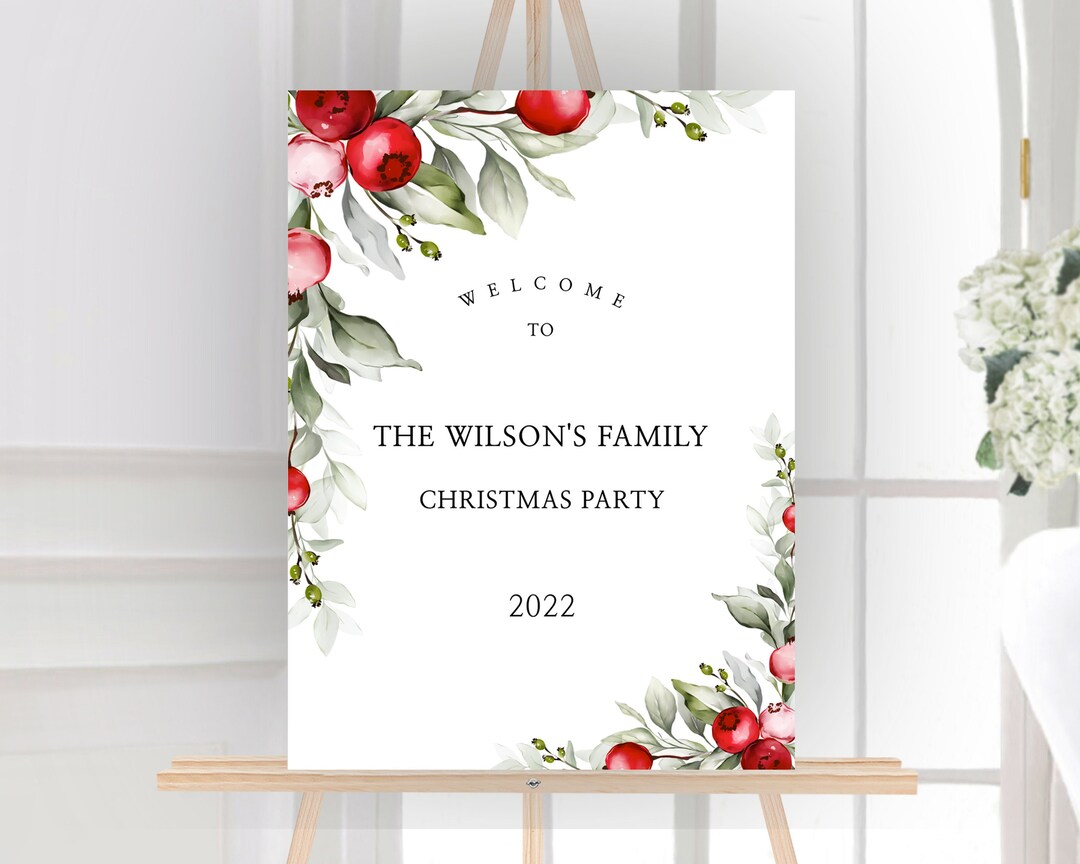 Christmas Party Welcome Sign Christmas Holiday Sign Custom Welcome Sign ...
