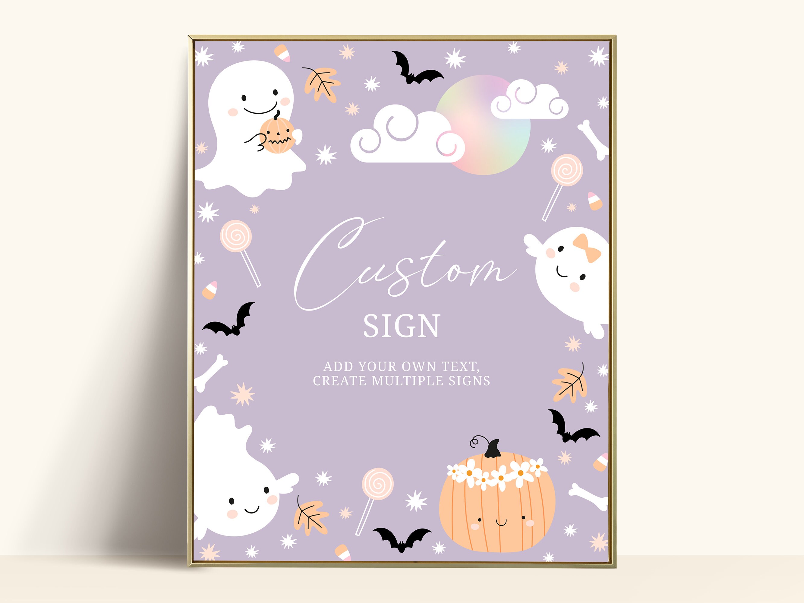 Editable Ghost Birthday Party Sign Halloween Birthday Girls Little Boo ...