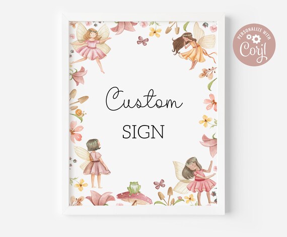 Editable Custom Fairy Birthday Party Sign Fairy Party Decor | Etsy