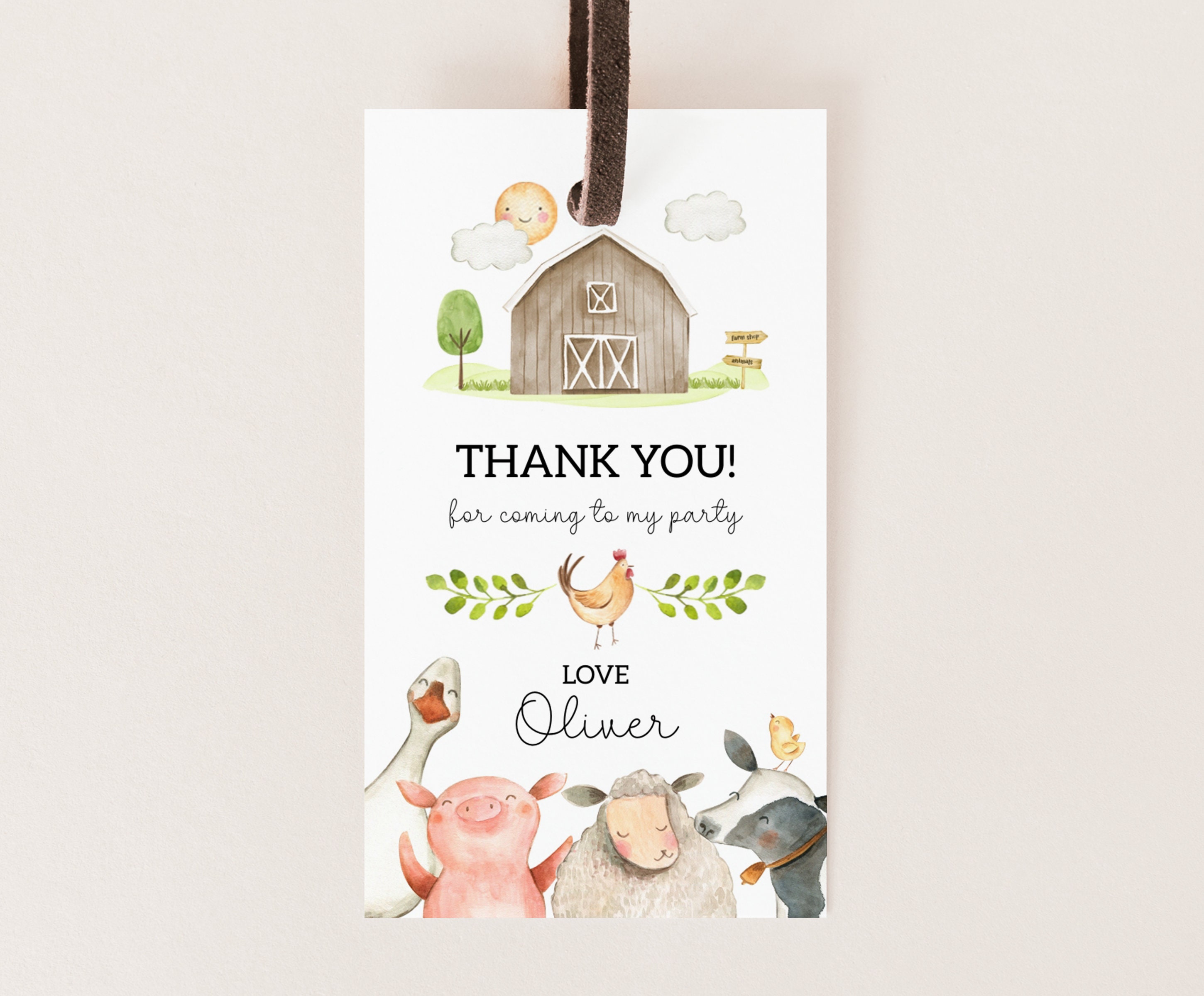 Editable Farm Favor Tag Farm Thank You Tags Farm Birthday - Etsy