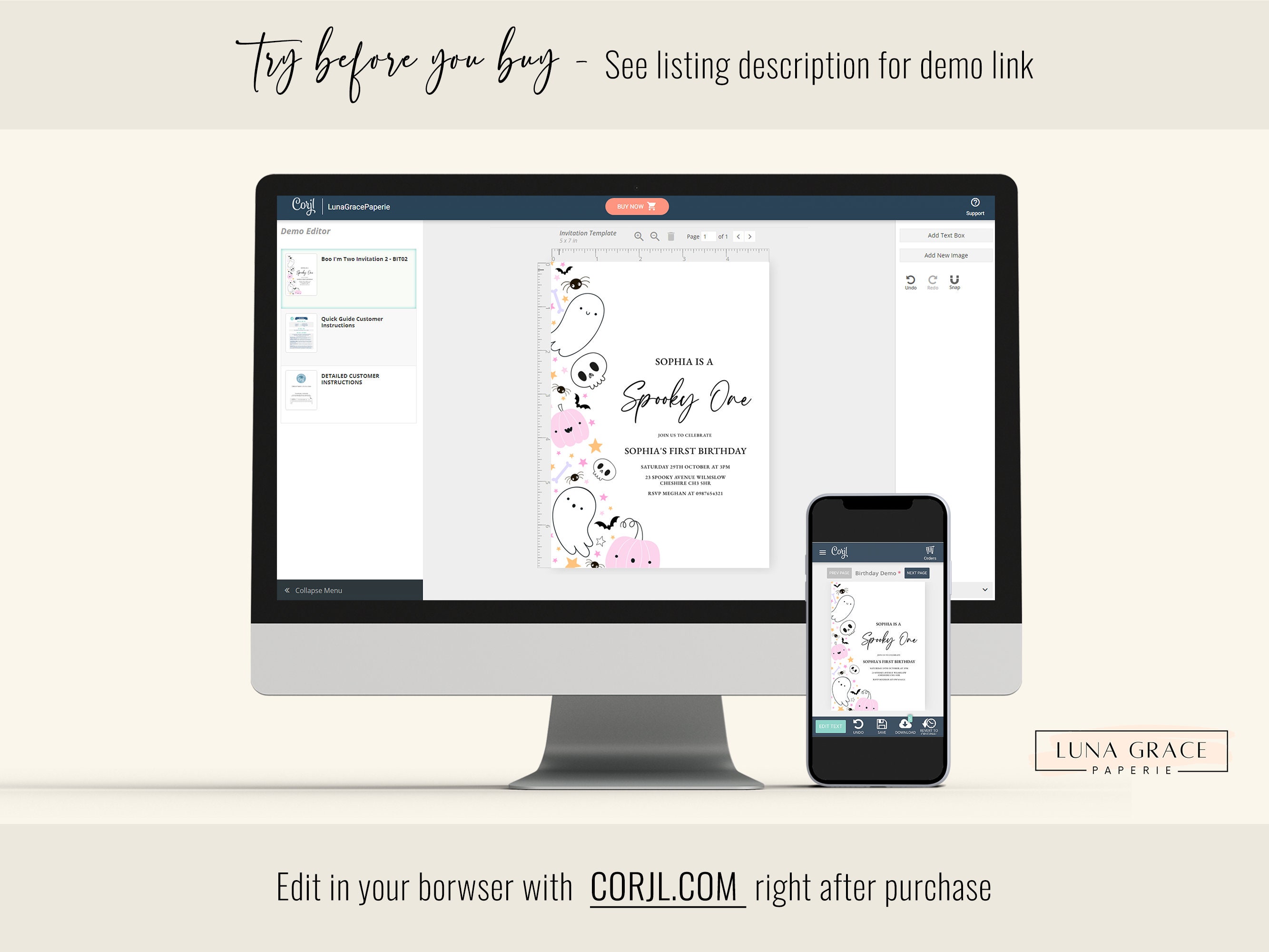 Editable Ghost Birthday Party Sign Halloween 1st Birthday Girl - Etsy