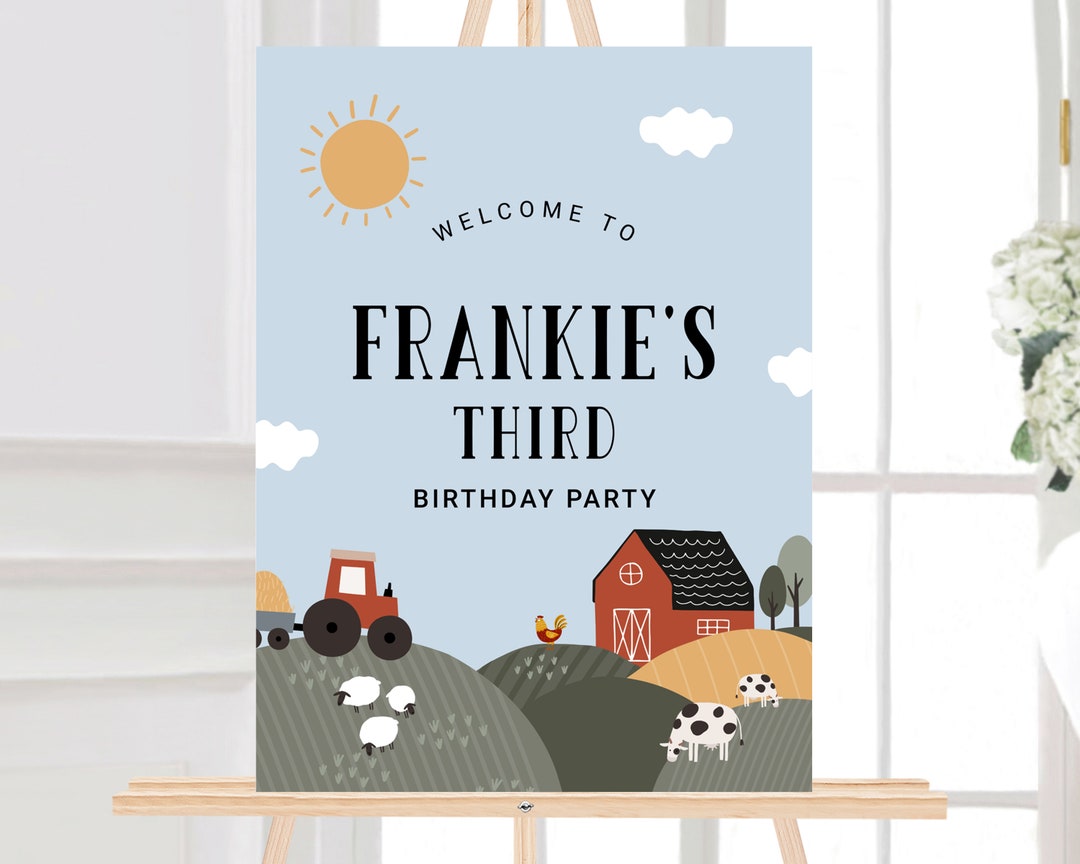 Farm Birthday Welcome Sign Farm Party Welcome Poster Editable Farm ...