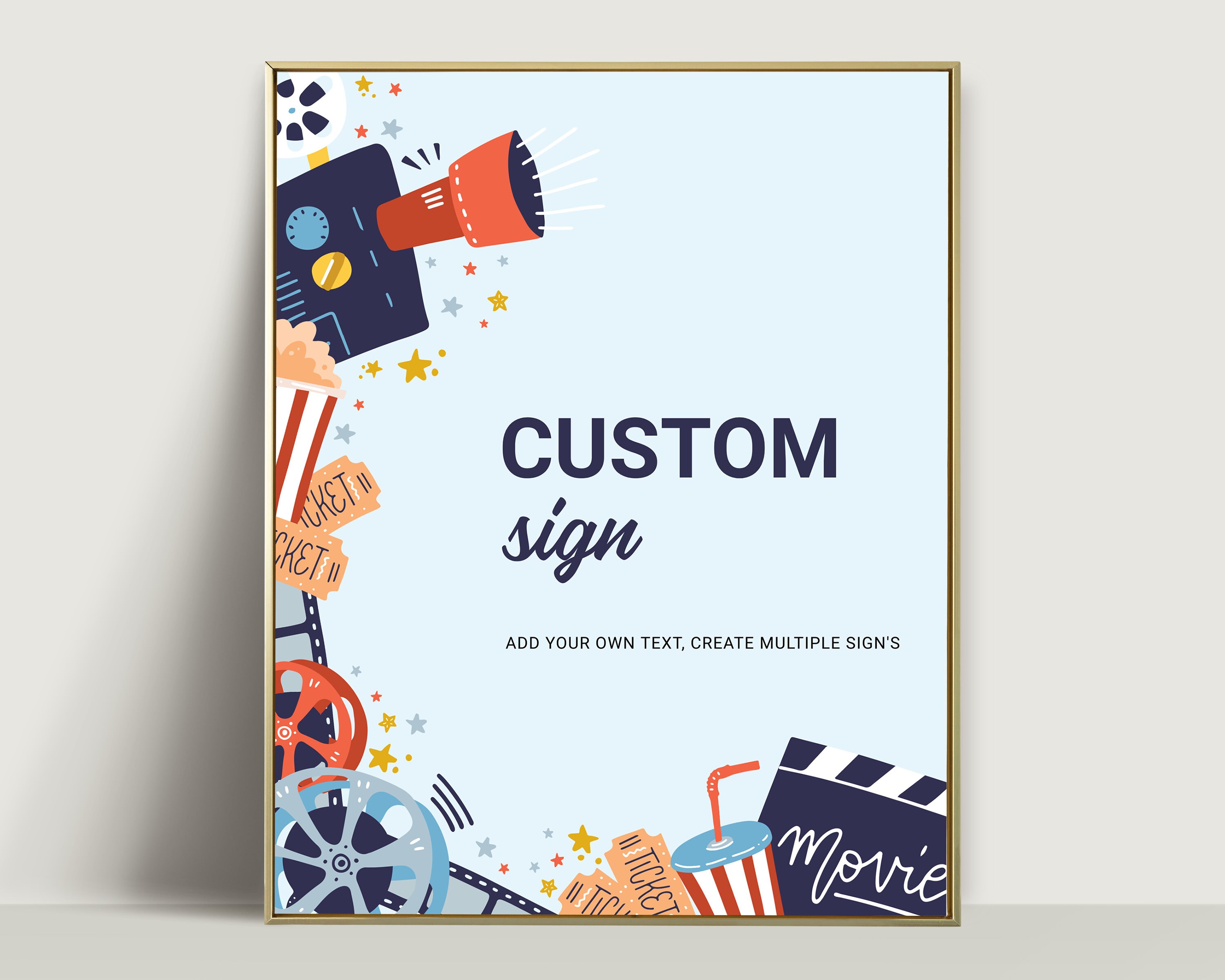 Custom Movie Night Sign Movie Night Party Sign Movie Night Birthday ...