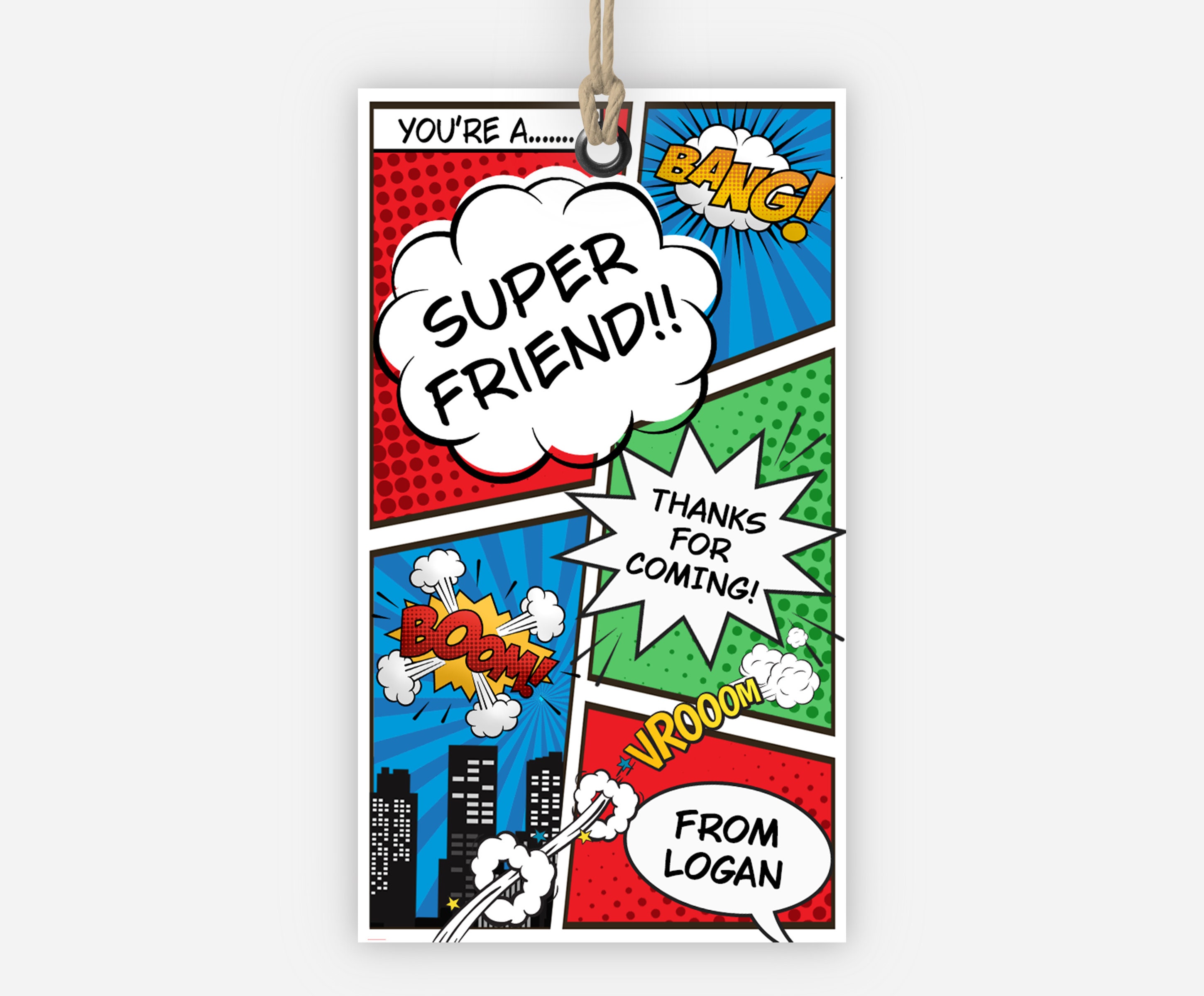 Superhero Favor Tags, Superhero Thank You Tags, Comic Book Style ...