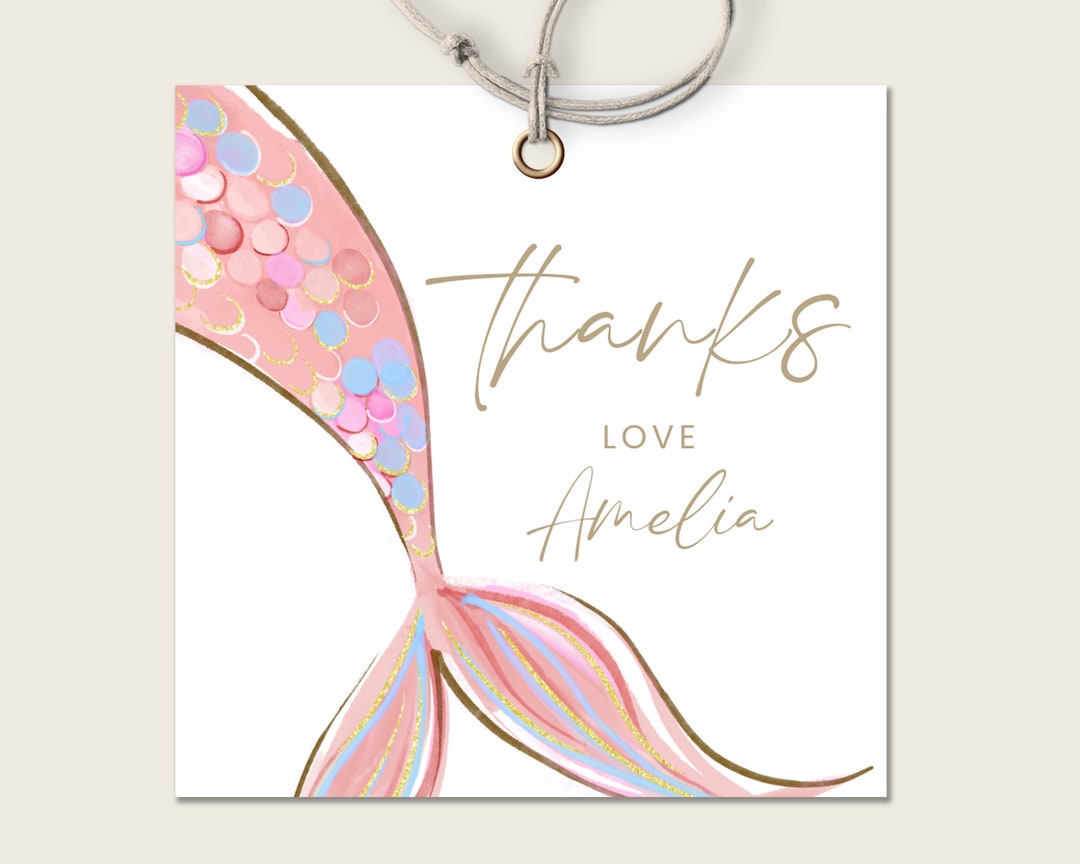 Mermaid Birthday Favor Tag Mermaid Party Tag Editable Mermaid Tail ...