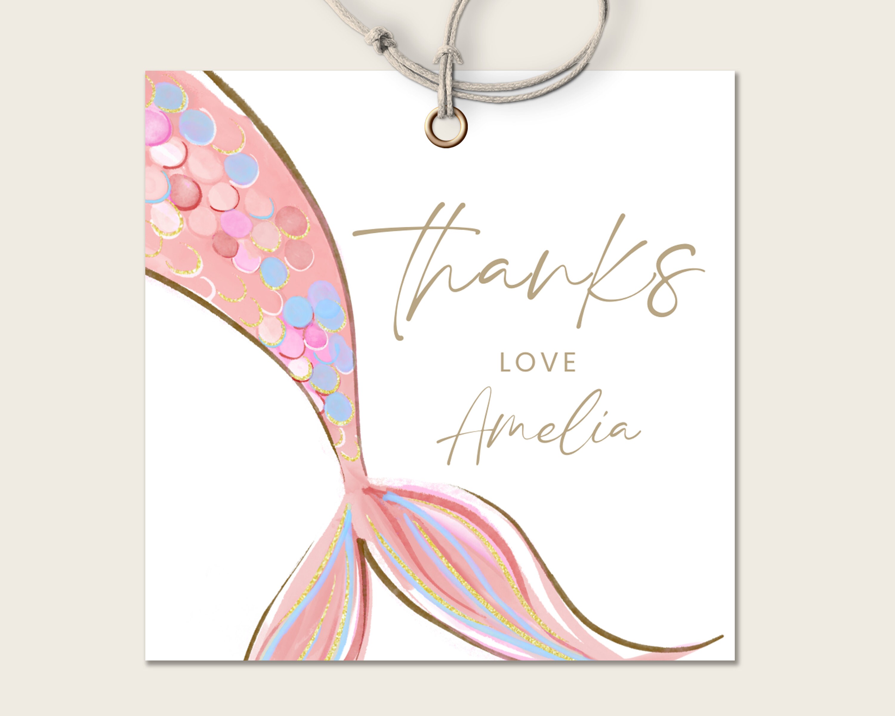 Mermaid Birthday Favor Tag Mermaid Party Tag Editable Mermaid Tail ...