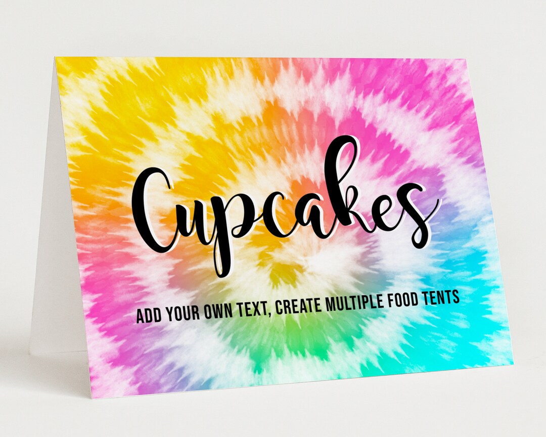 Tie Dye Food Tents, Rainbow Tie Dye Food Labels, Girls Tie Dye Party ...