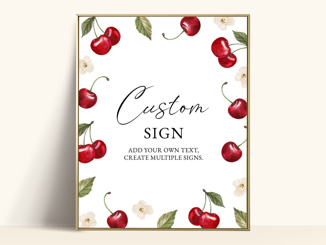 Editable Custom Sign Cherry Birthday Sign Berry Birthday Party Decor ...
