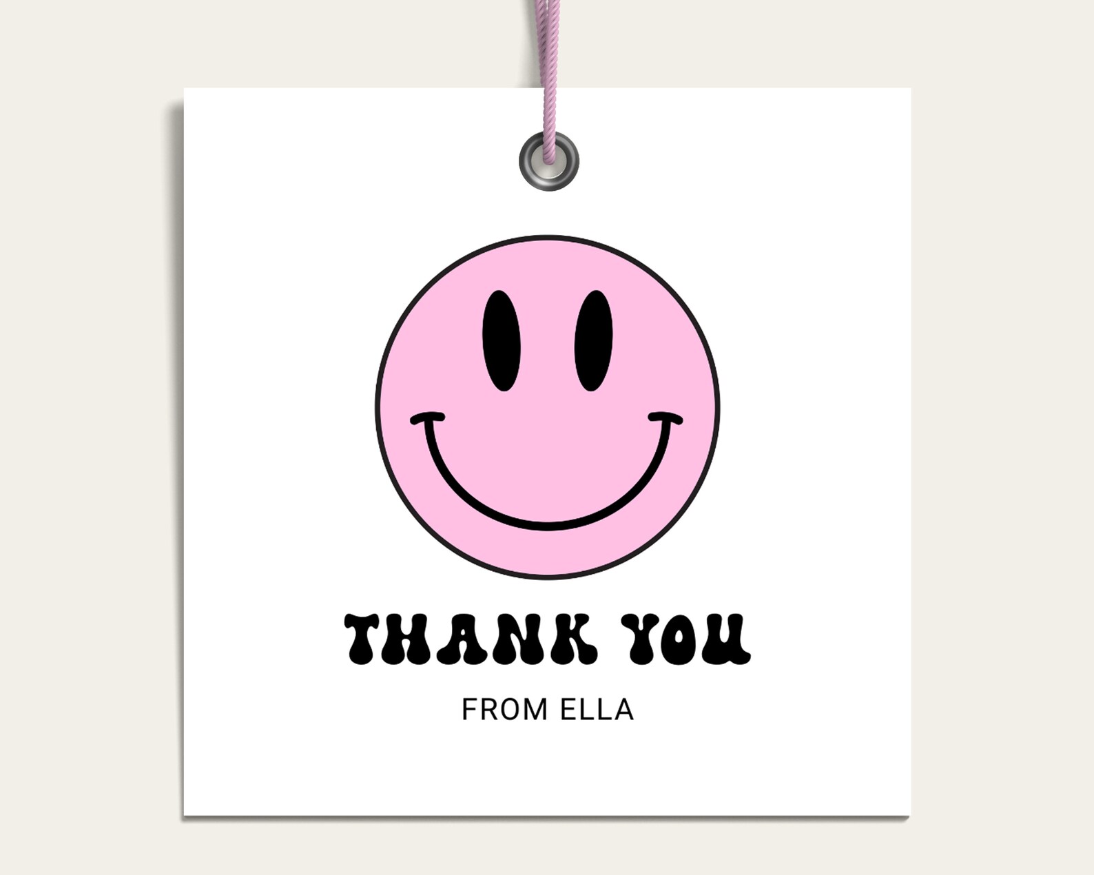 Editable Pink Smiley Face Birthday Party Favor Tag Smiley Face - Etsy