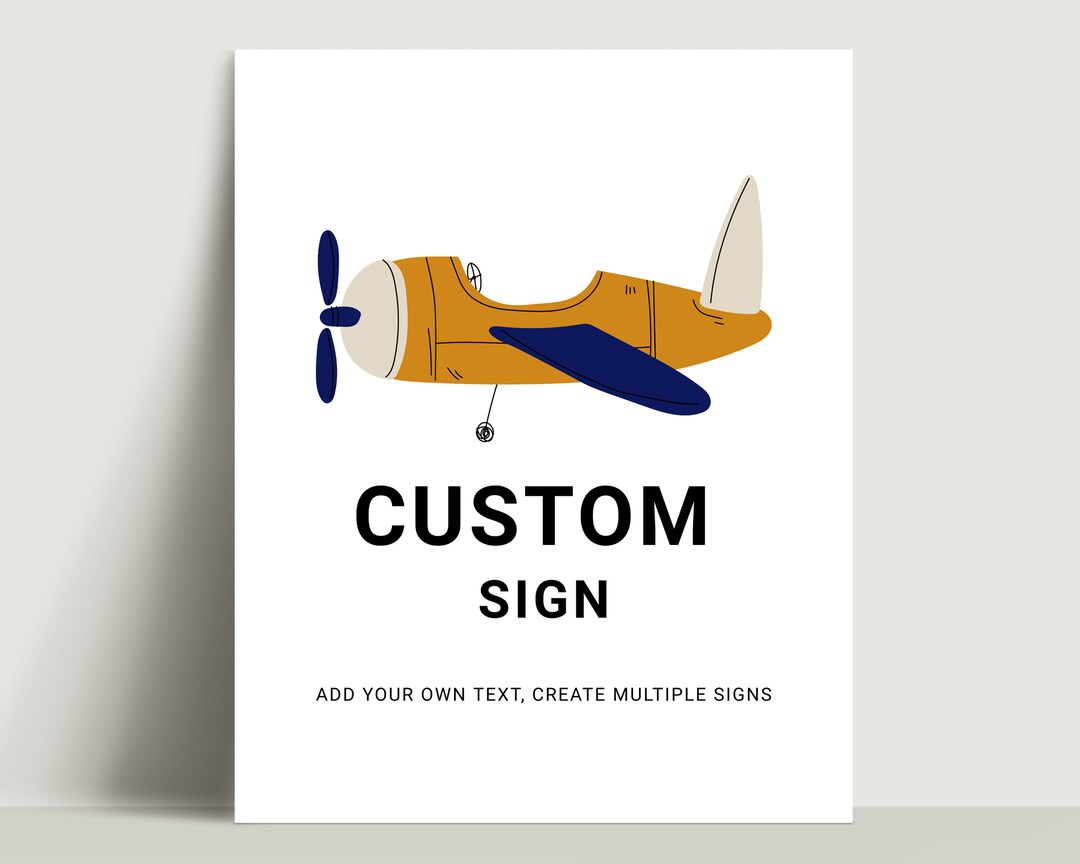 Airplane Sign Template, Airplane Birthday Party Sign, Editable Airplane ...