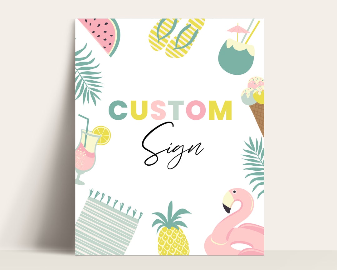 Pool Party Sign Pool Birthday Party Decoration Girls Birthday Editable ...