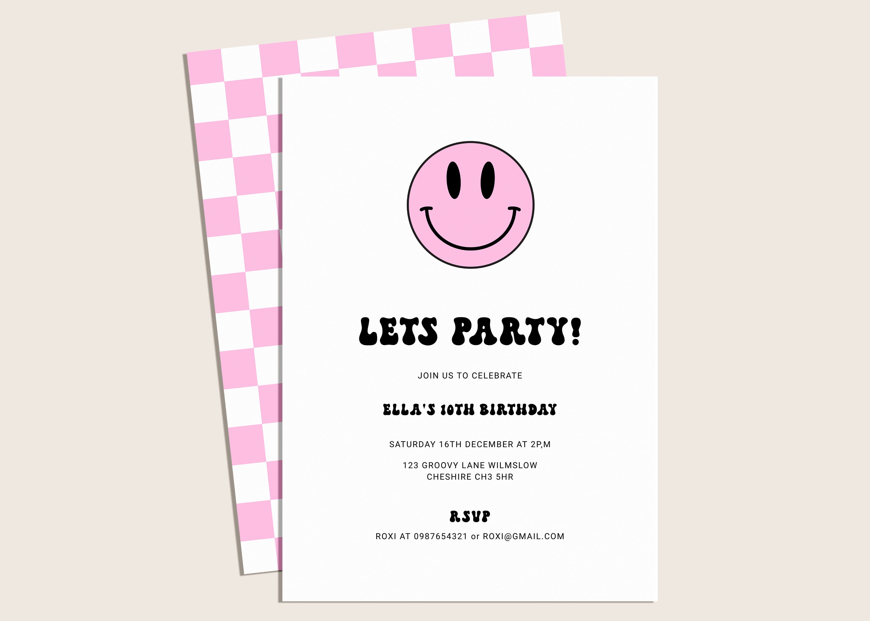 Editable Pink Smiley Face Birthday Party Favor Tag Smiley Face - Etsy