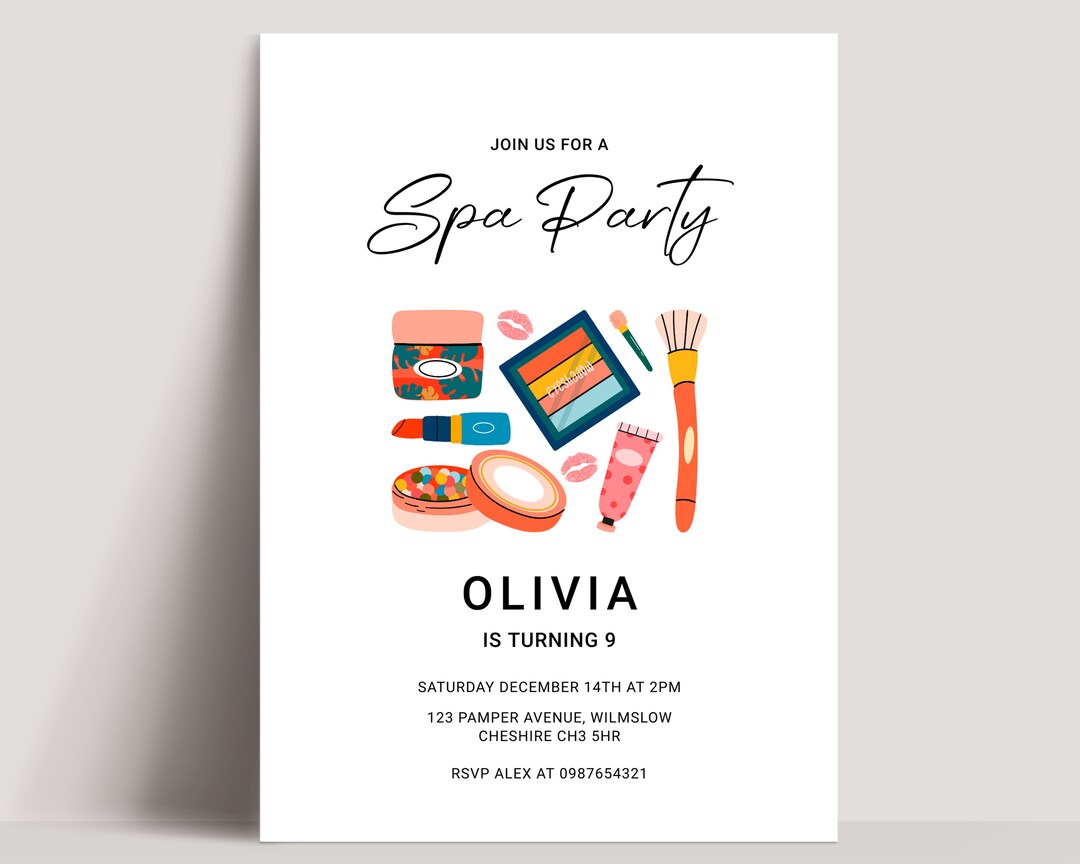 Spa Party Invitation Spa Birthday Party Girls Spa Birthday Party ...