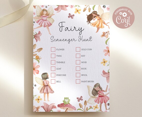 Fairy Scavenger Hunt Game Editable Printable Woodland Fairy - Etsy