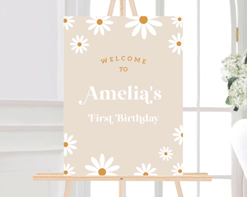 Groovy Daisy Welcome Sign Editable Retro Daisy Birthday Sign - Etsy