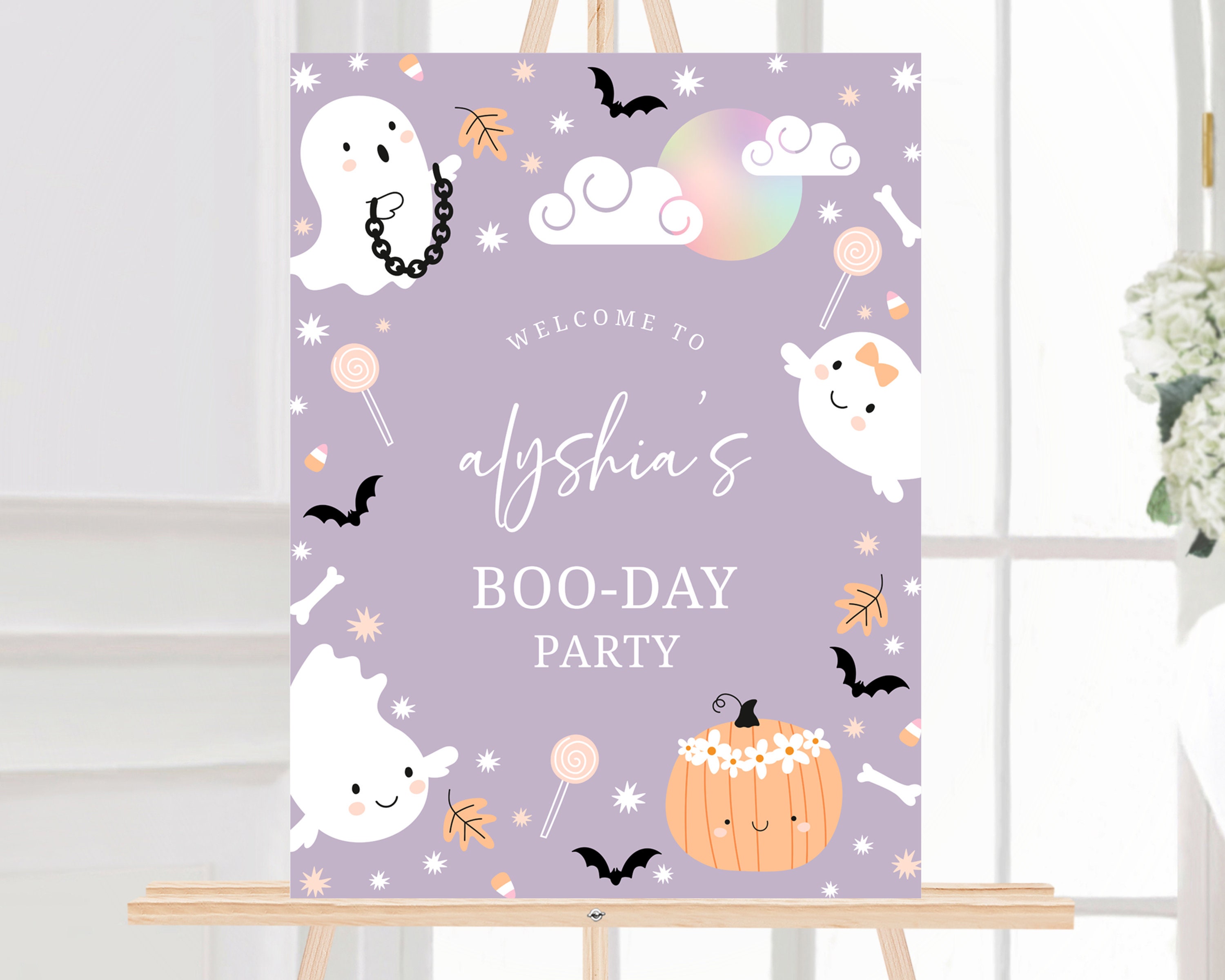 Editable Ghost Birthday Party Sign Halloween Birthday Girls - Etsy