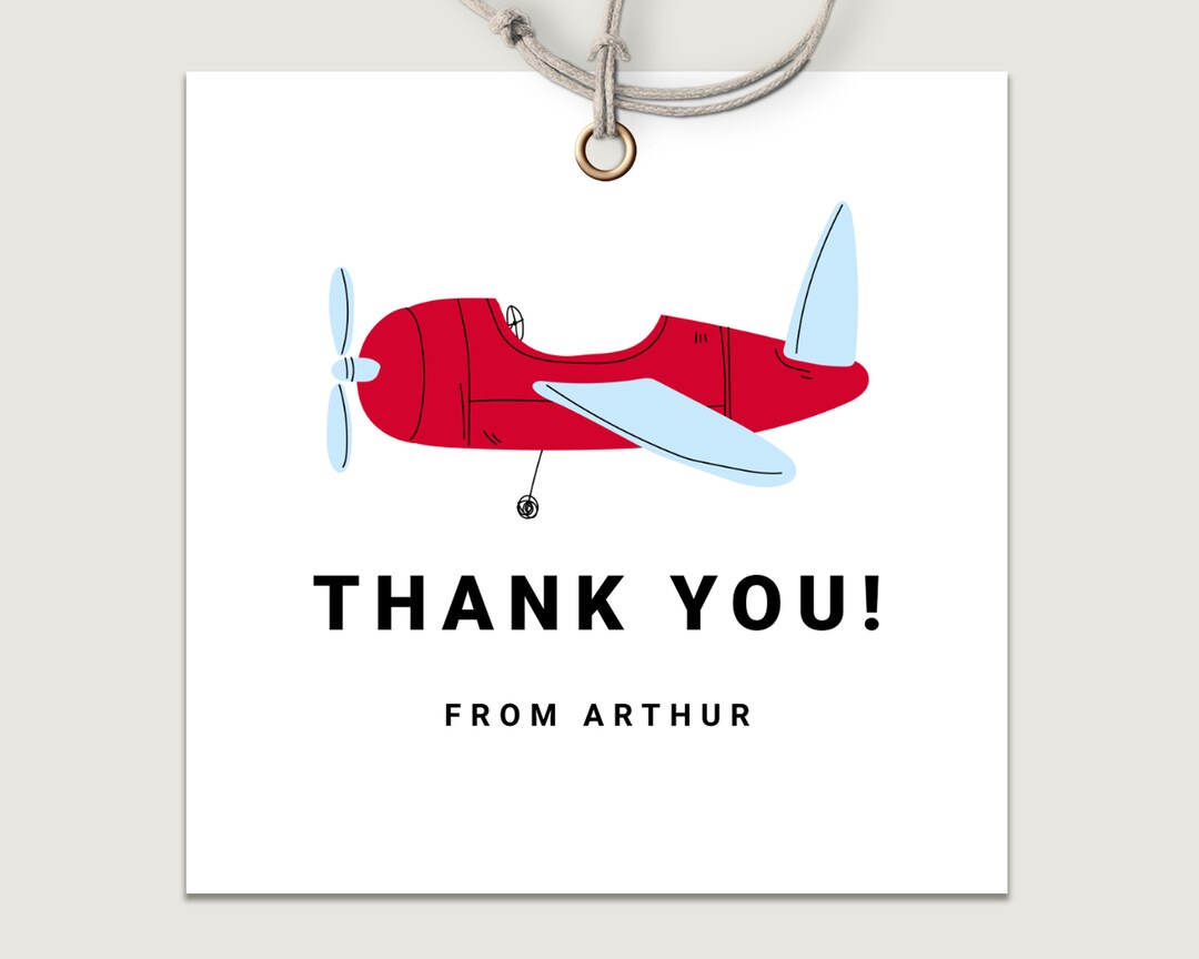 Airplane Thank You Tag Editable Airplane Favor Tags Template Airplane ...