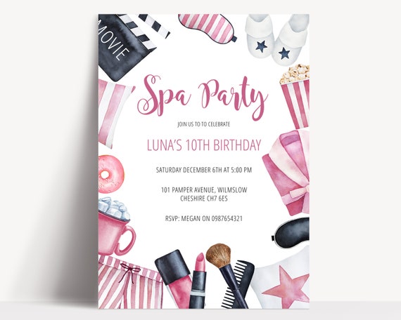 Spa Sleepover Invitations Free Printable