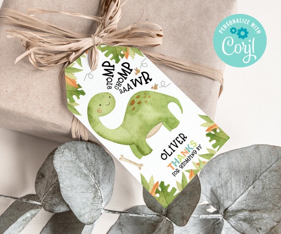 Dinosaur Favor Tags EDITABLE Dinosaur Birthday Dinosaur - Etsy