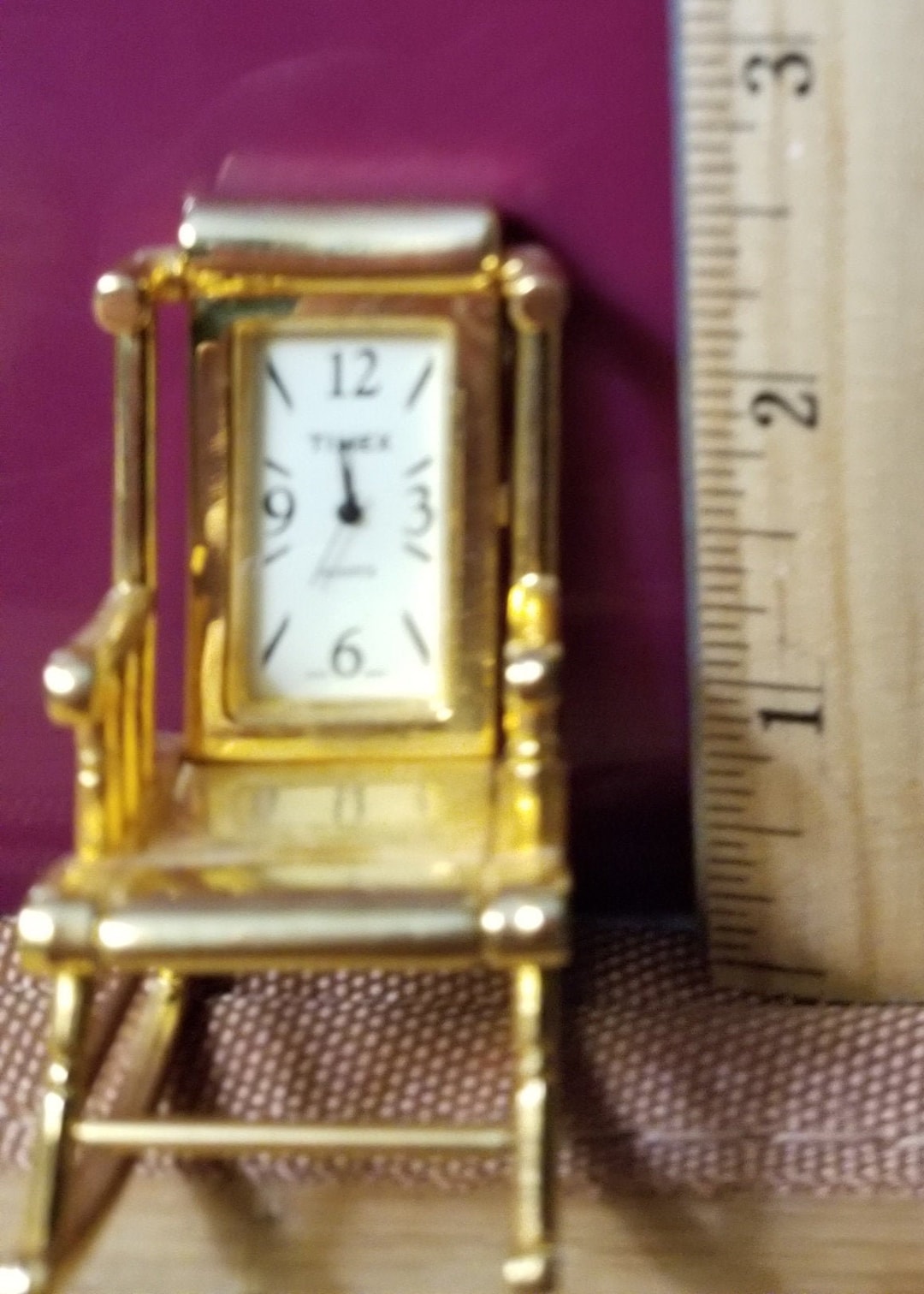 Vintage Timex Solid Brass Quartz Desk Top Small Clock ( Rocking Chair ...