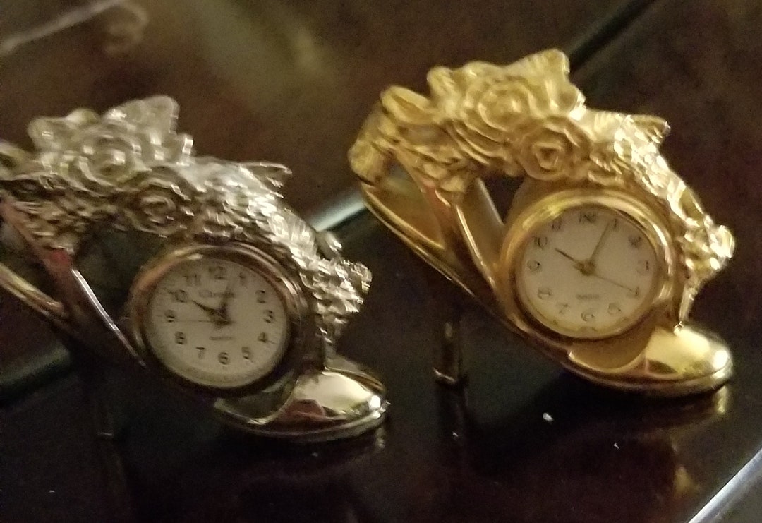 Set of Two Solid Metal/brass Small Desk Clocks- Keep Time,new Batteries ...