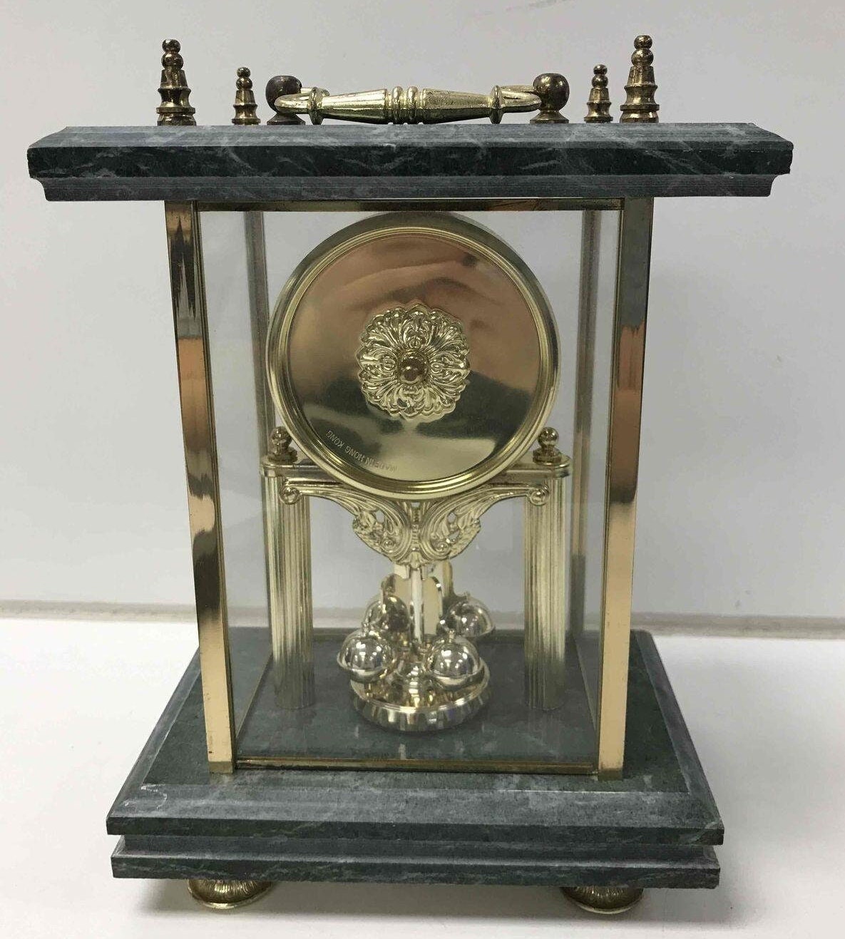 Commodore Quartz Mantle Clock With Marble Top and Bottom 9"x7"x4" Hong ...