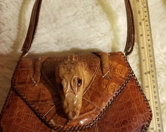 Vintage Genuine Alligator Purse With Head and Legs 10 1/2” Long 8 1/2 ...