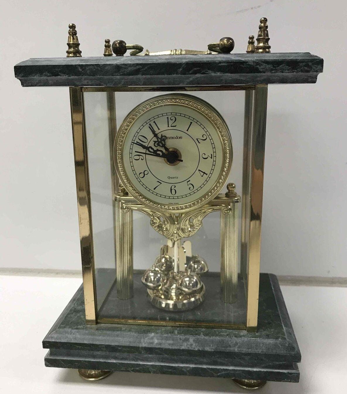 Commodore Quartz Mantle Clock With Marble Top and Bottom 9"x7"x4" Hong ...