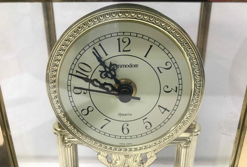 Commodore Quartz Mantle Clock With Marble Top and Bottom 9"x7"x4" Hong ...