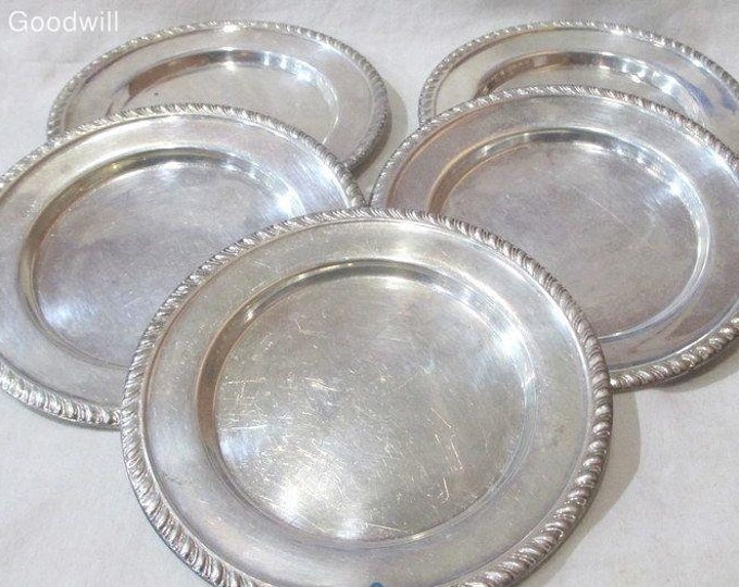 Antique Lot of Five 5" Sterling Silver Bread Plates 203 G - Total ...