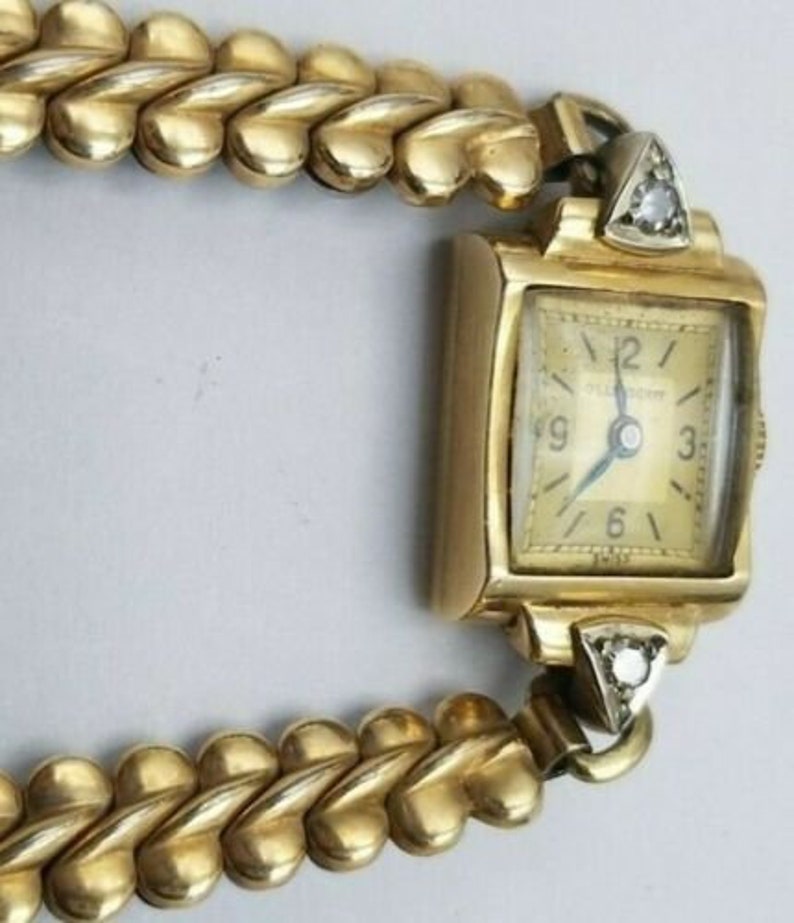 Vintage Rare 14K Y Gold Diamond Ollendorff Swiss Made Mechanical Women ...