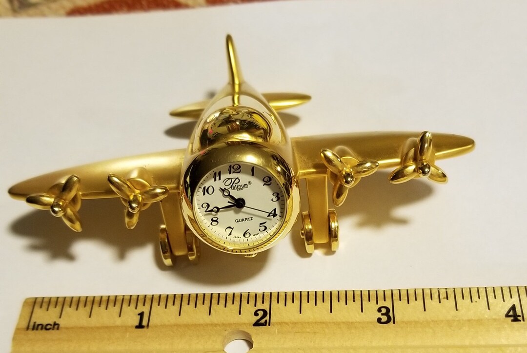 Platinum Solid Brass Small Desk Clock Runs Keeps Time New - Etsy